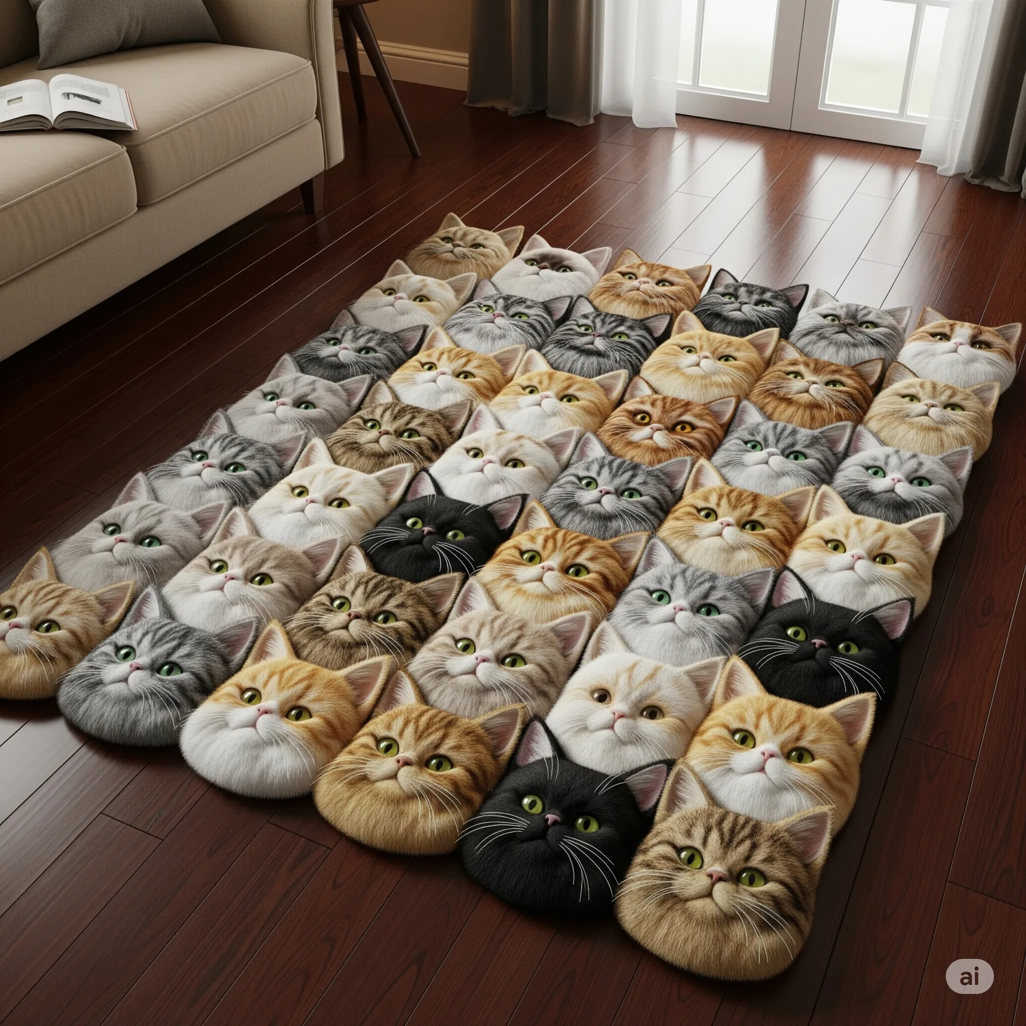Furry Cat Themed Rug: Cozy Comfort with a Whiskered Twist