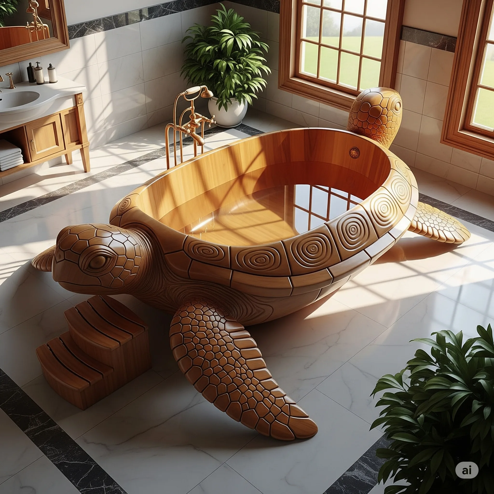 Wooden Turtle Bathtubs: Where Nature’s Warmth Meets Seaside Serenity