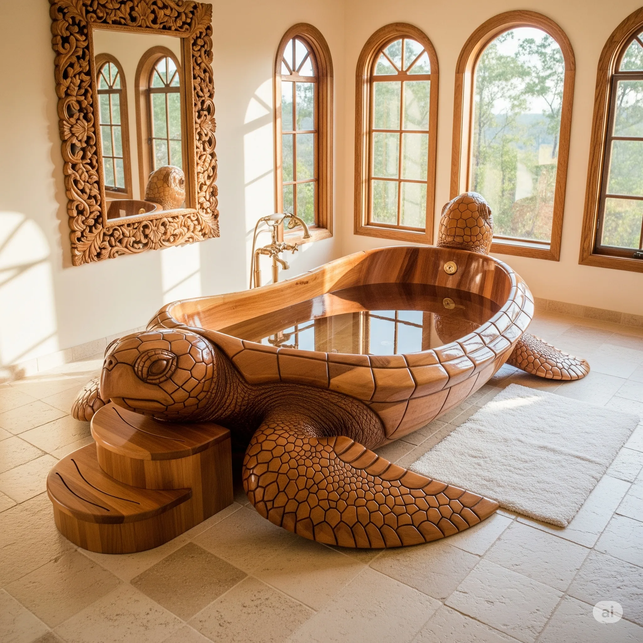 Wooden Turtle Bathtubs: Where Nature’s Warmth Meets Seaside Serenity