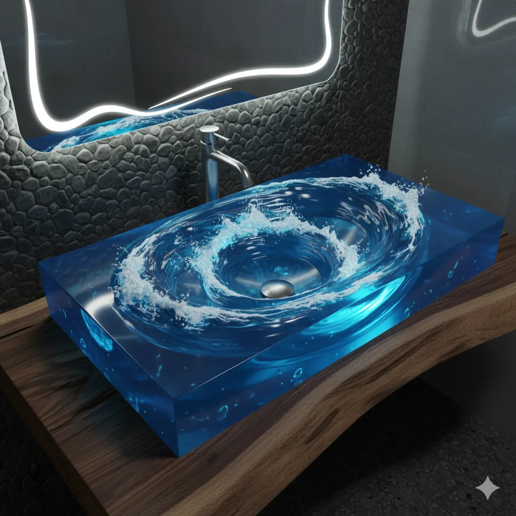 Discover the Mesmerizing Beauty of Epoxy Ocean Wave Sinks - Transform ...